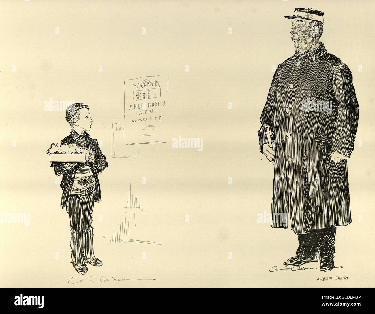 Sergeant Charley, looking for new army recuits, Sketches from Victorian ...