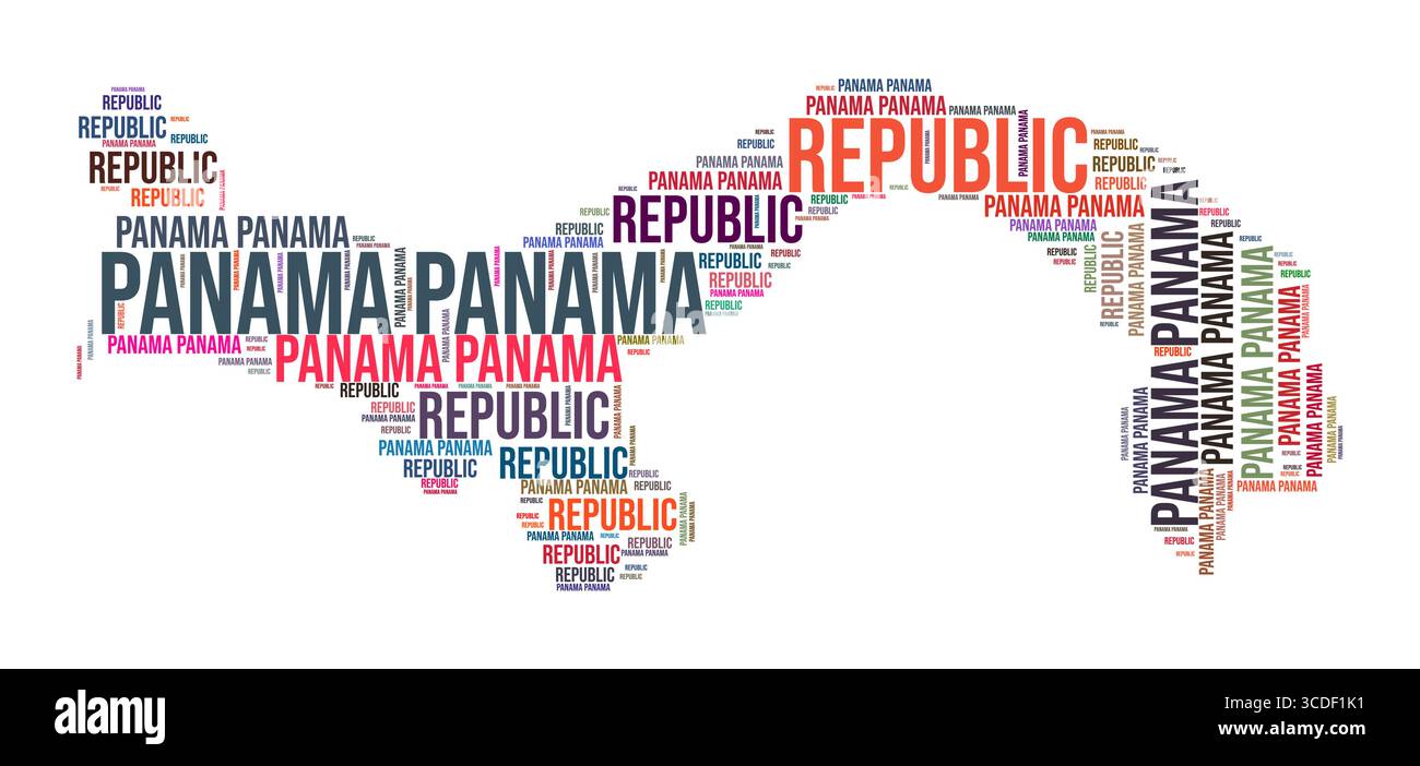 Panama country shape word cloud. Typography style country illustration ...