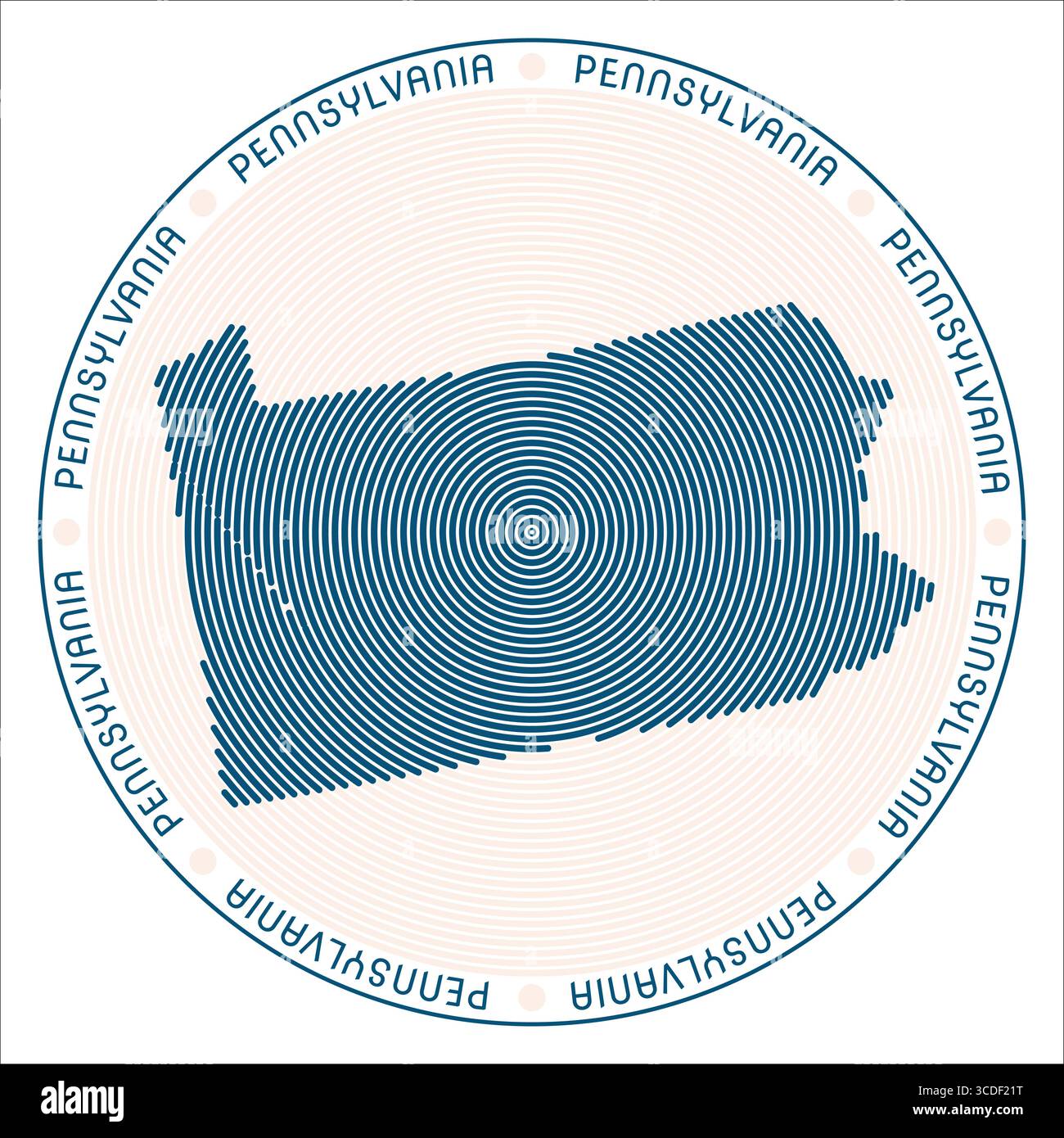 Pennsylvania round logo design. State shape build of rings ...