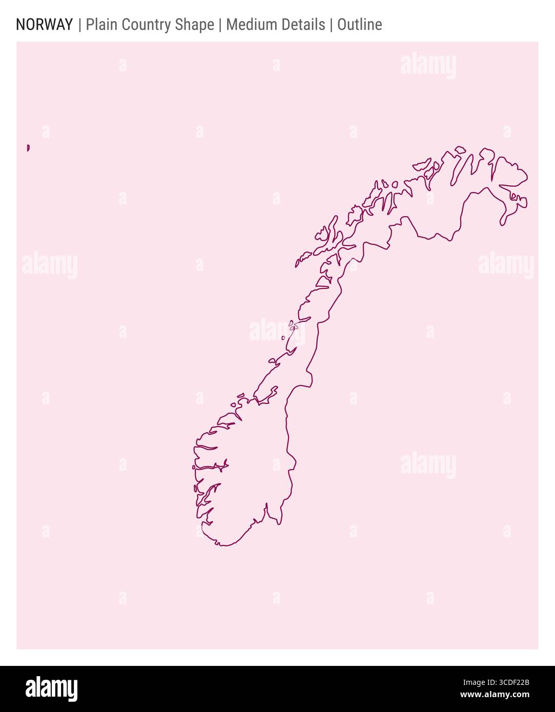 Norway plain country map. Medium details. Outline style. Shape of ...
