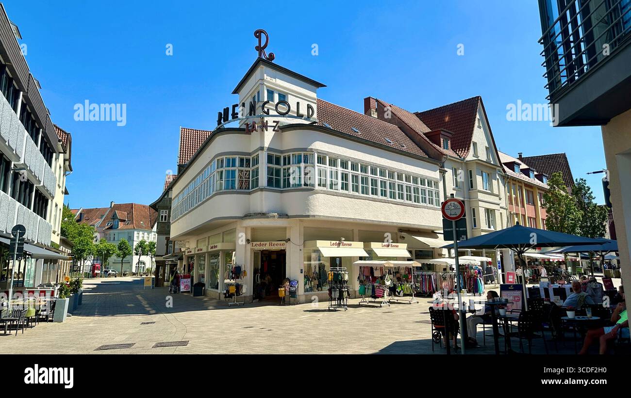 Historic buildings and shops in the pedestrian zone of Bad Salzuflen ...