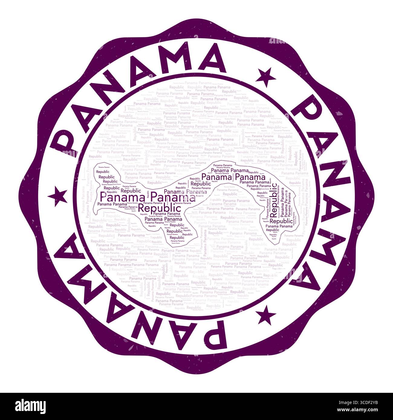 Panama logo. Artistic country badge with word cloud in shape of Panama ...