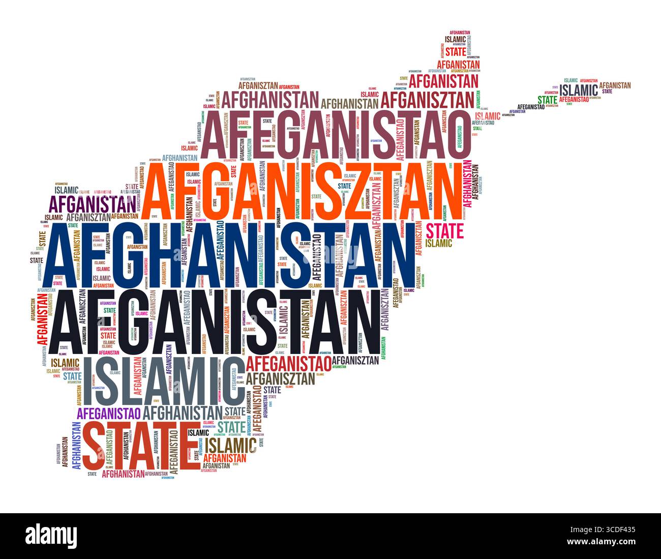 Afghanistan country shape word cloud. Typography style country ...