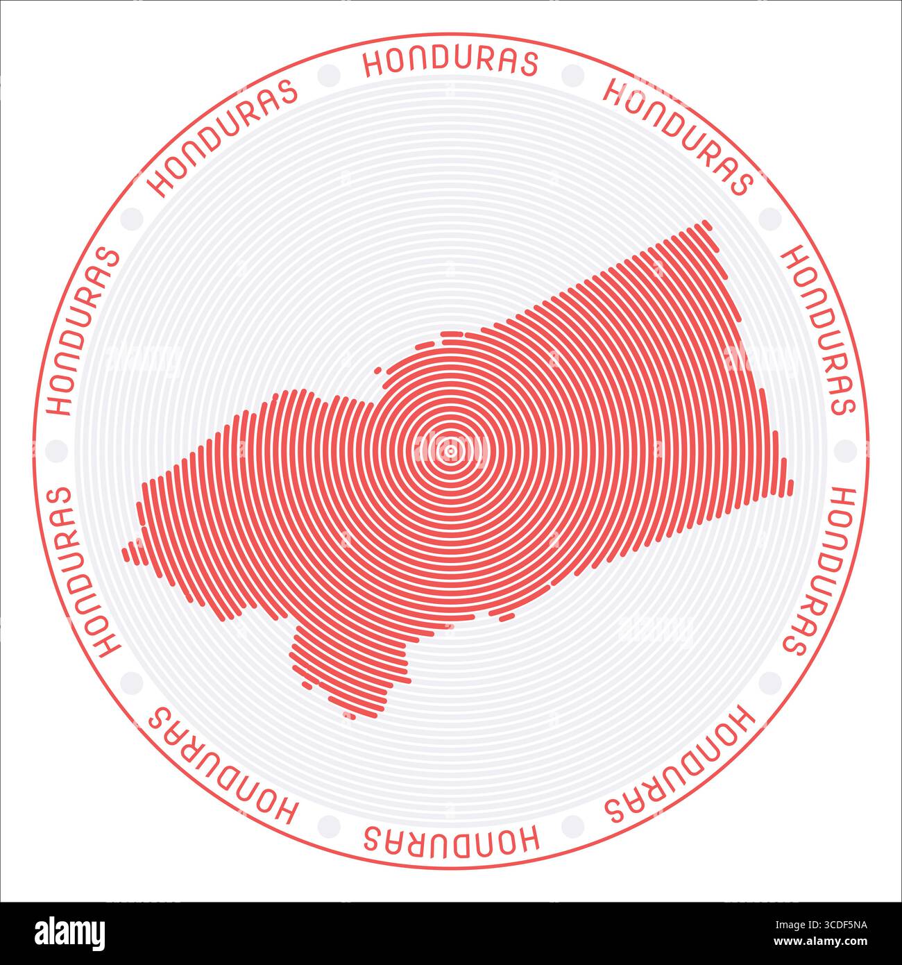 Honduras round logo design. Country shape build of rings. Honduras text ...