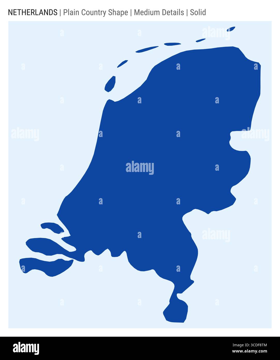 Netherlands plain country map. Medium details. Solid style. Shape of ...