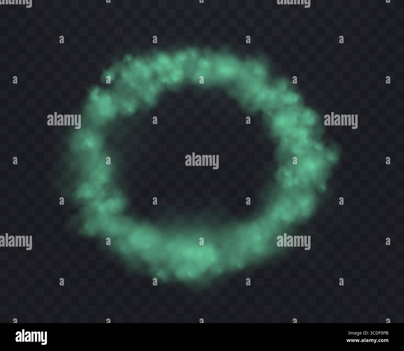 Realistic green smoke circle or haze on a transparent background. Magic ...