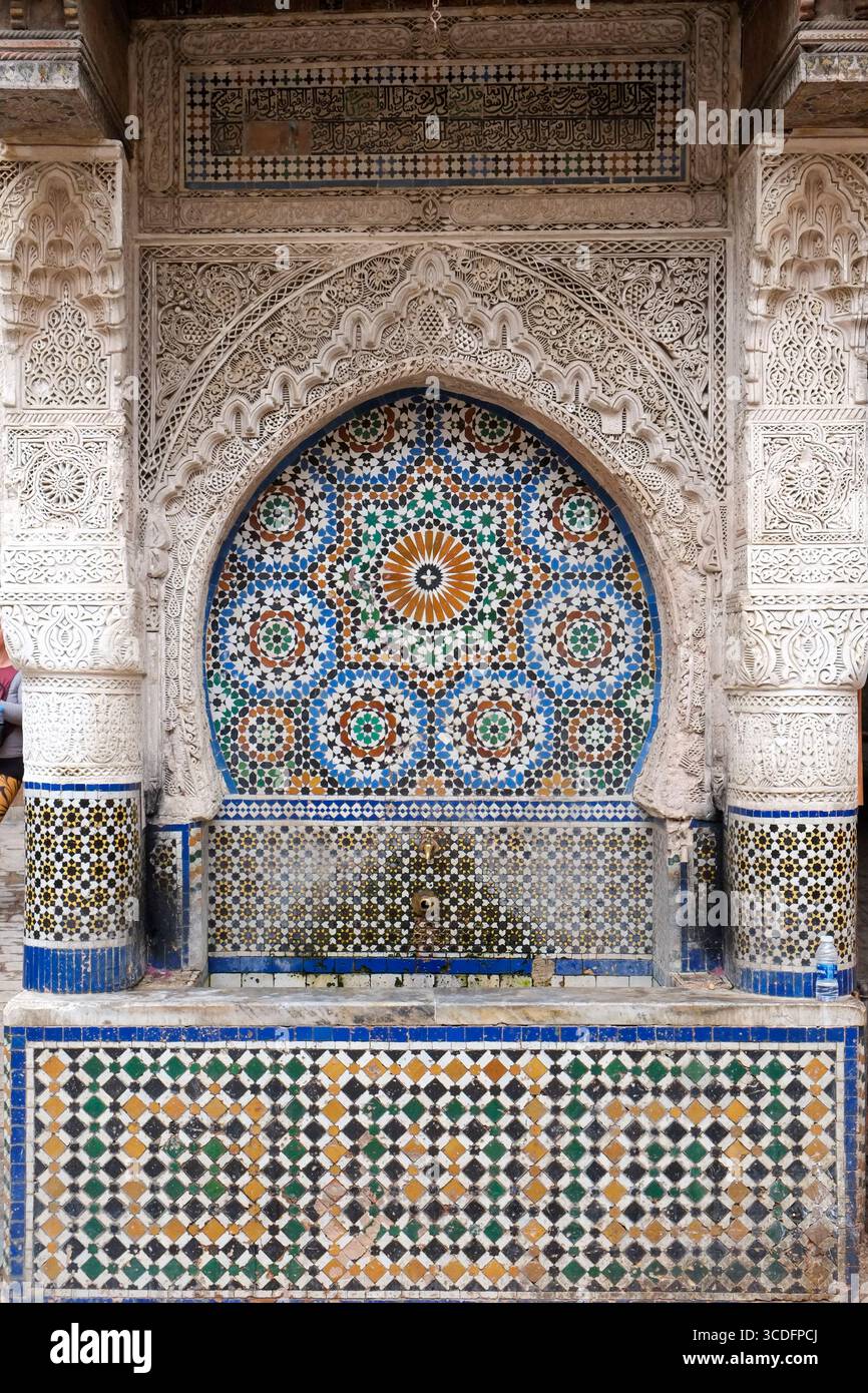 Fes, Morocco One of the 300 tiles fountains in the medina. Most are ...