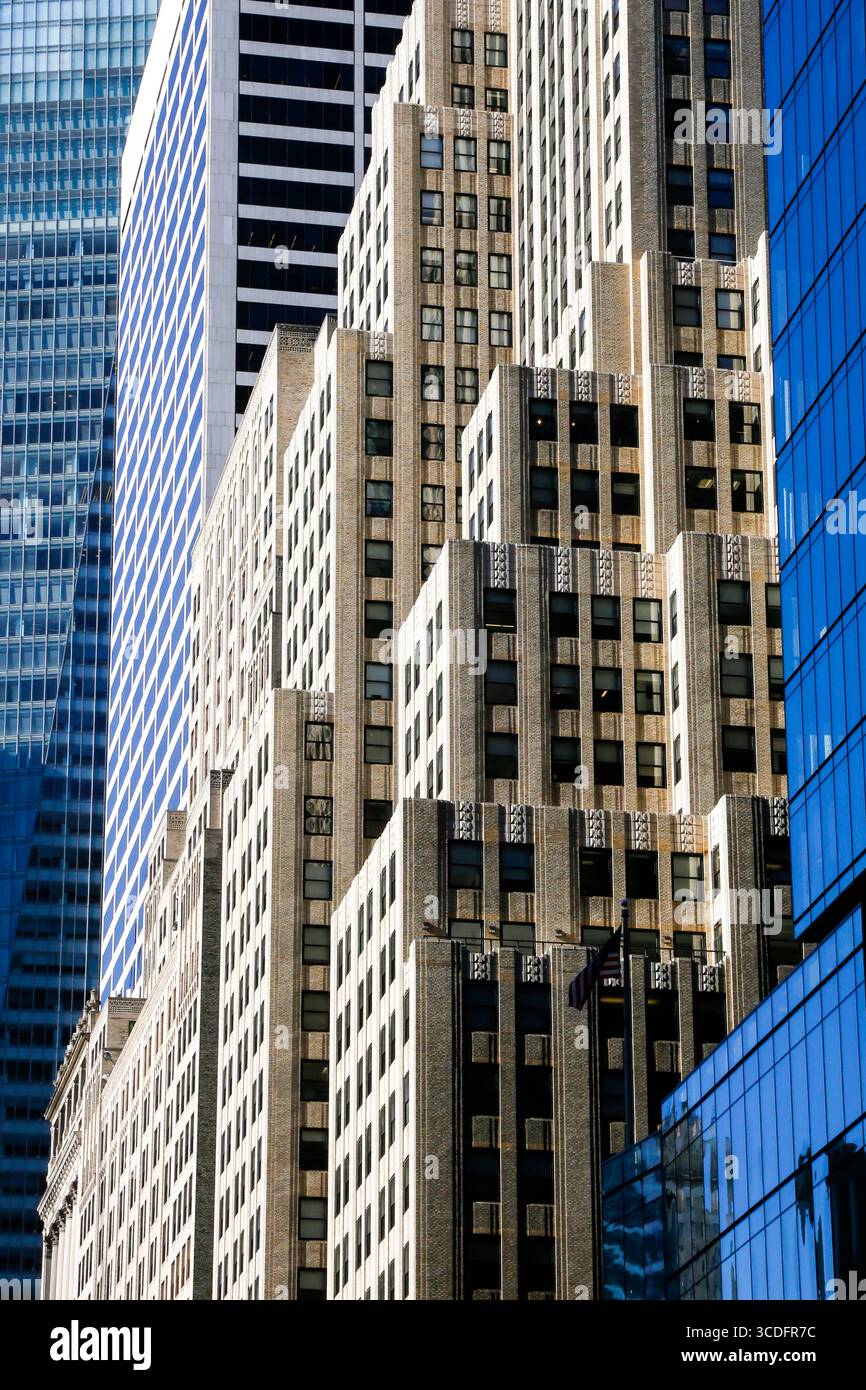 New York City skyscrapers stacked vertically, showcasing urban ...