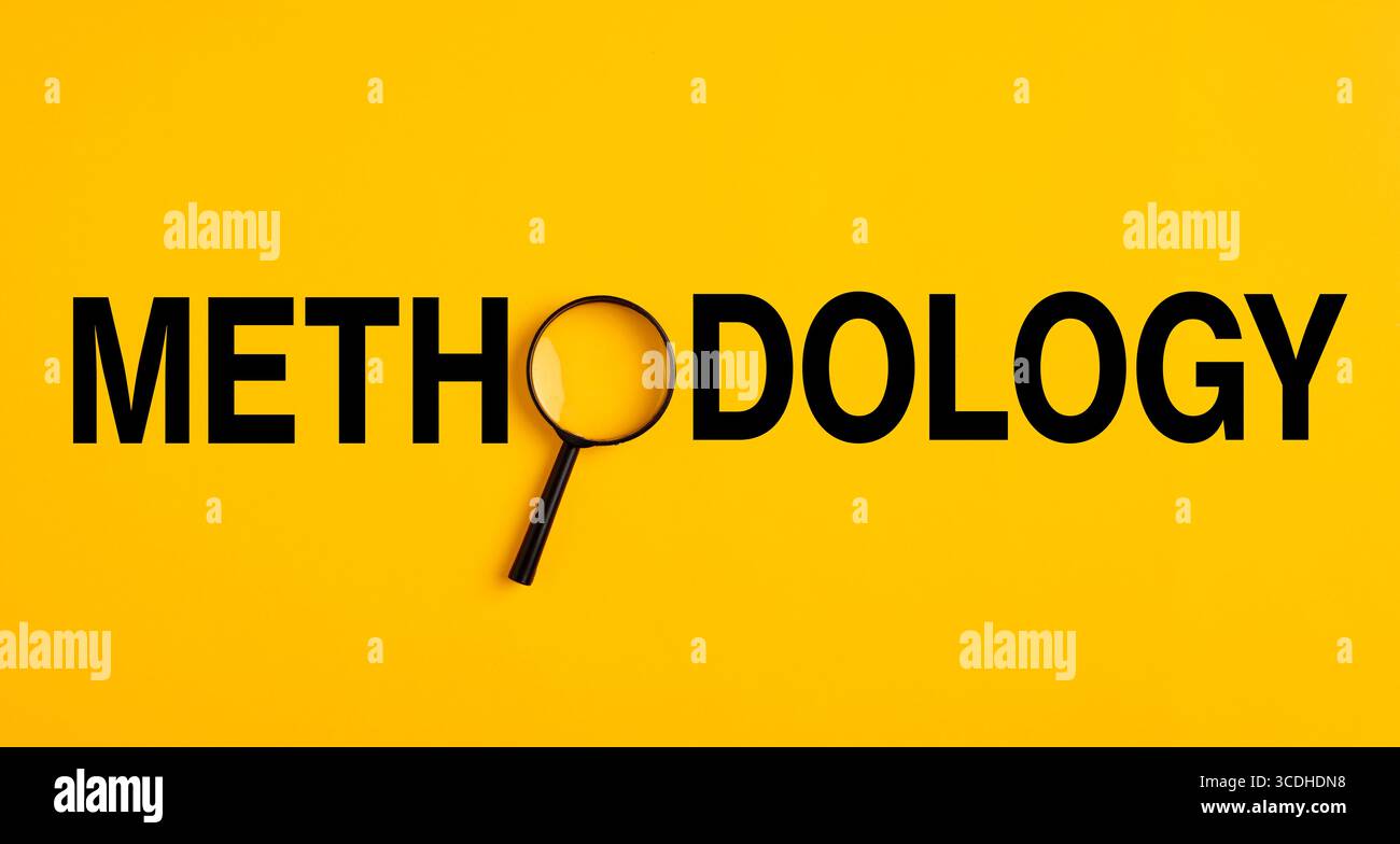 Methodology word spelled out in black letters on a yellow background ...