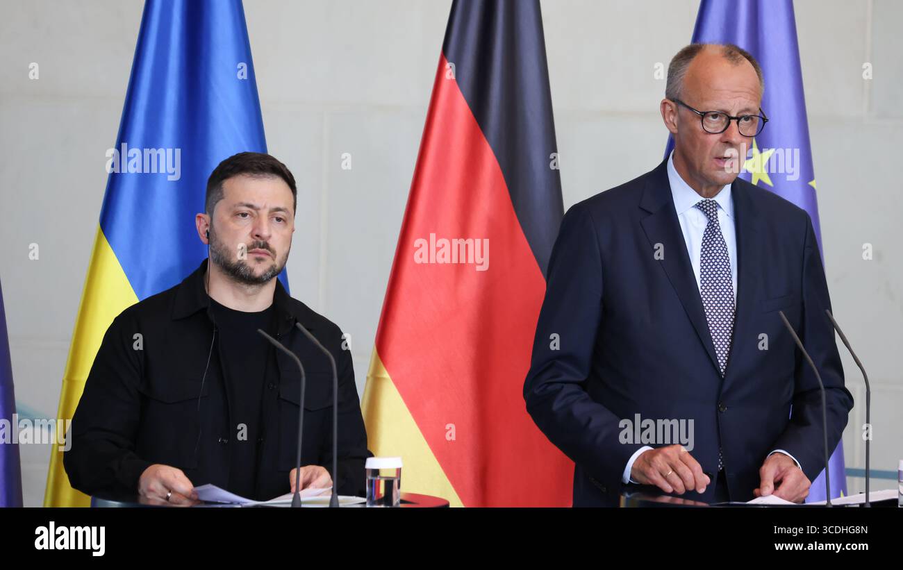 Berlin, Germany, 13th August 2025. Press statements by Federal ...