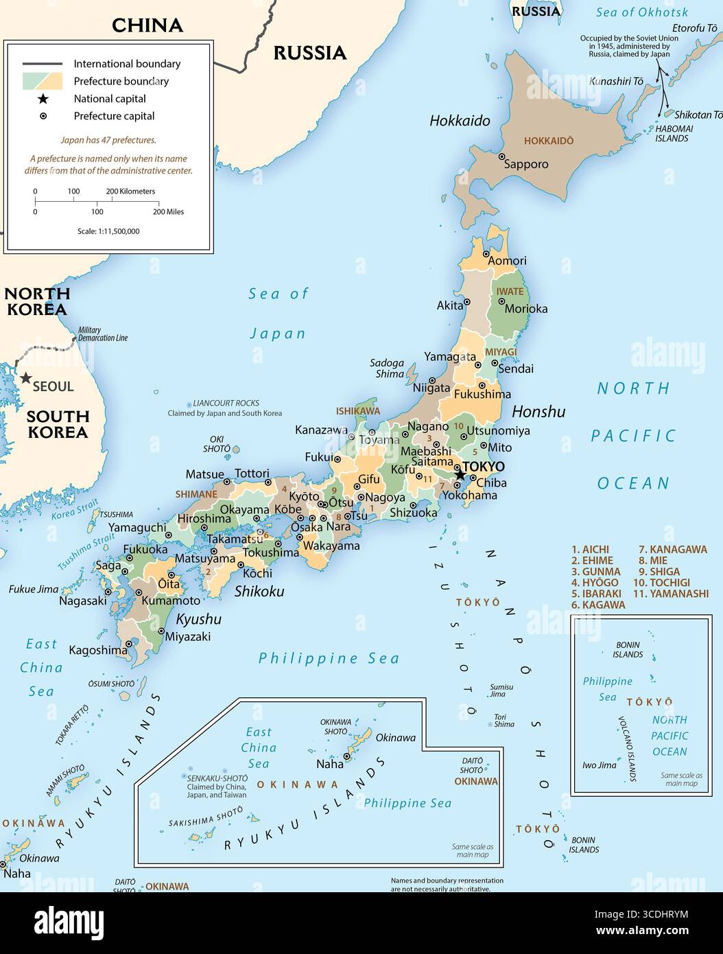 Japan political map hi-res stock photography and images - Alamy