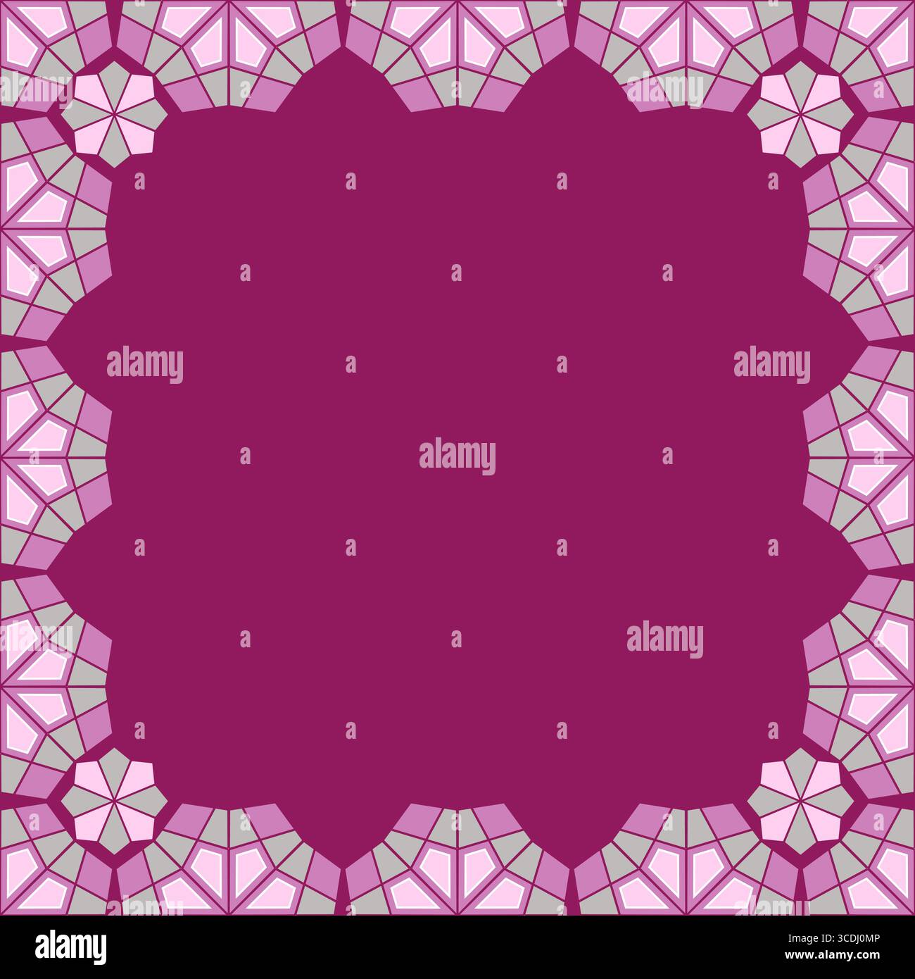 Geometric square frame in shades of pink. Mosaic ornament of polygonal ...