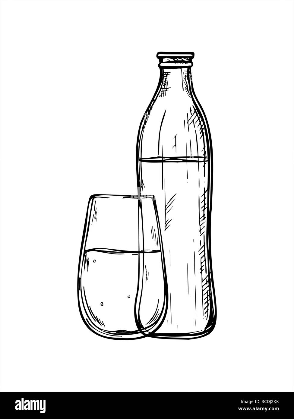 Vector natural water full glass and open glass bottle isolated ...