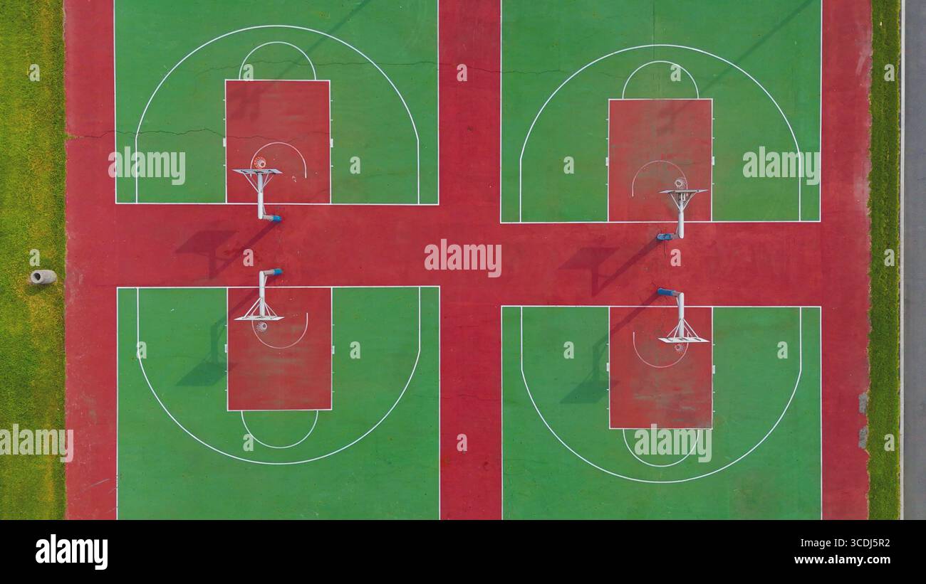 Aerial View of Multiple Outdoor Basketball Courts and Facilities Ready ...