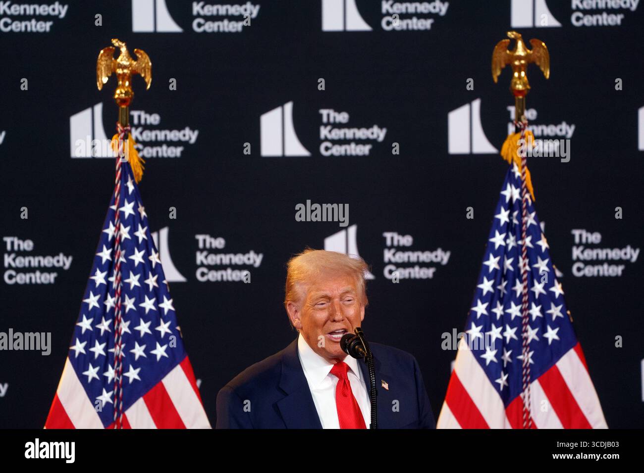 US President Donald Trump attends an event at the John F. Kennedy ...