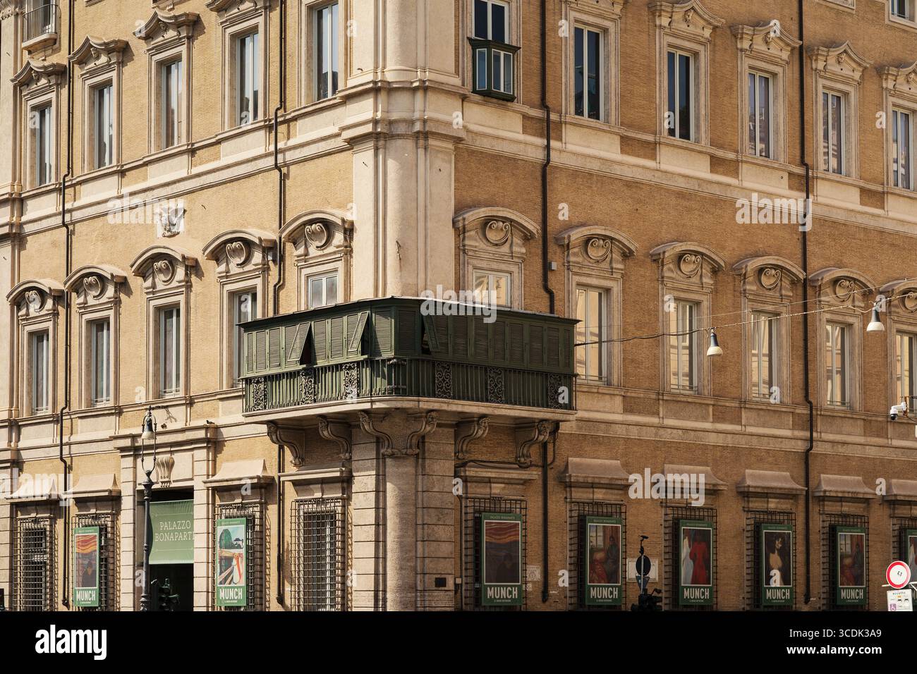 Elegant facade of a historic Roman palazzo with classical architecture ...