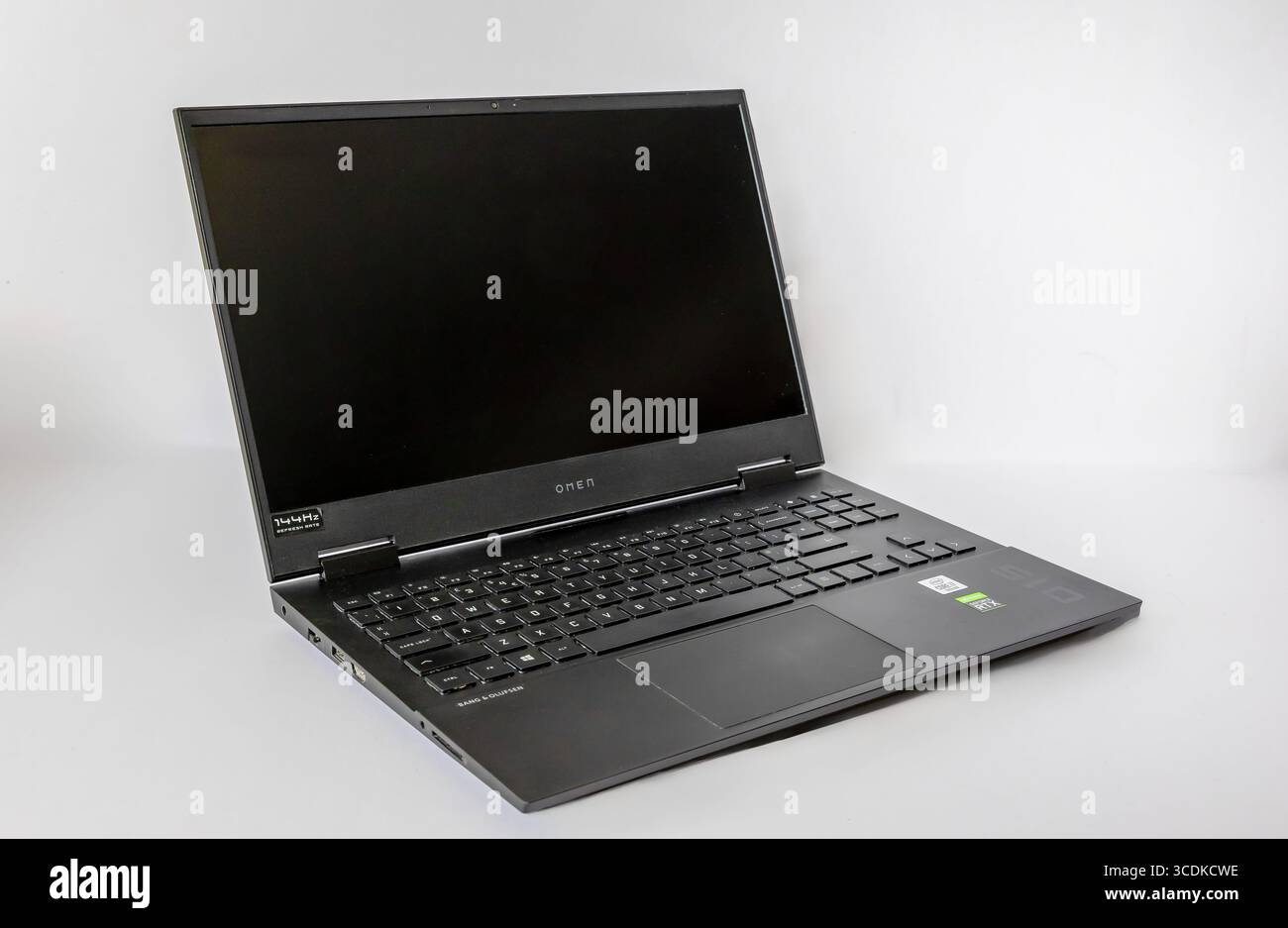 Omen Black Laptop with a blank screen on a white background Stock Photo ...