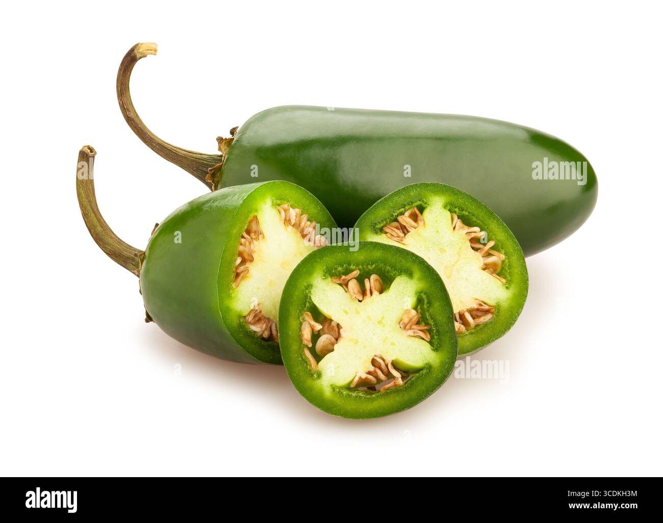 sliced jalapeno chili pepper path isolated on white Stock Photo - Alamy