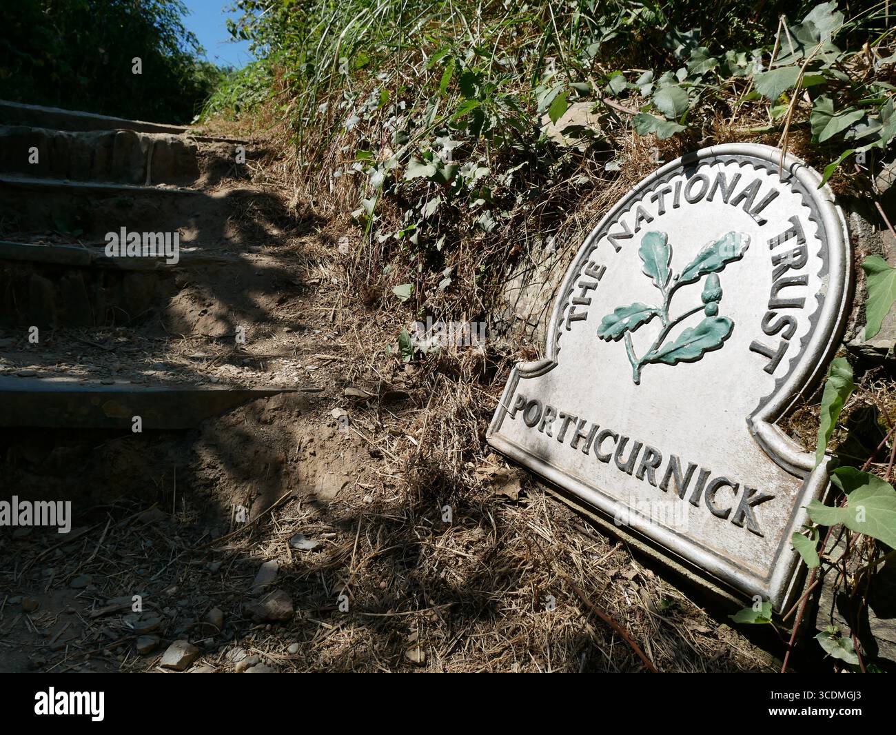 National Trust marker on the South West Coast Path, Porthcurnick ...