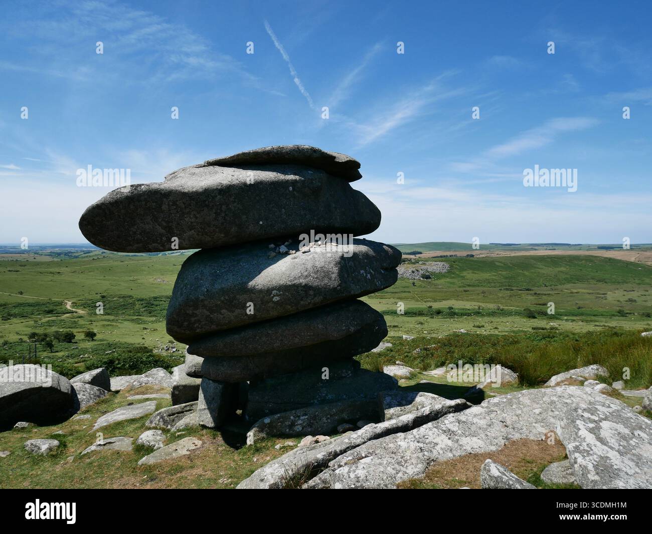 The Cheesewring, a weathered granite tor formation, on Bodmin Moor ...