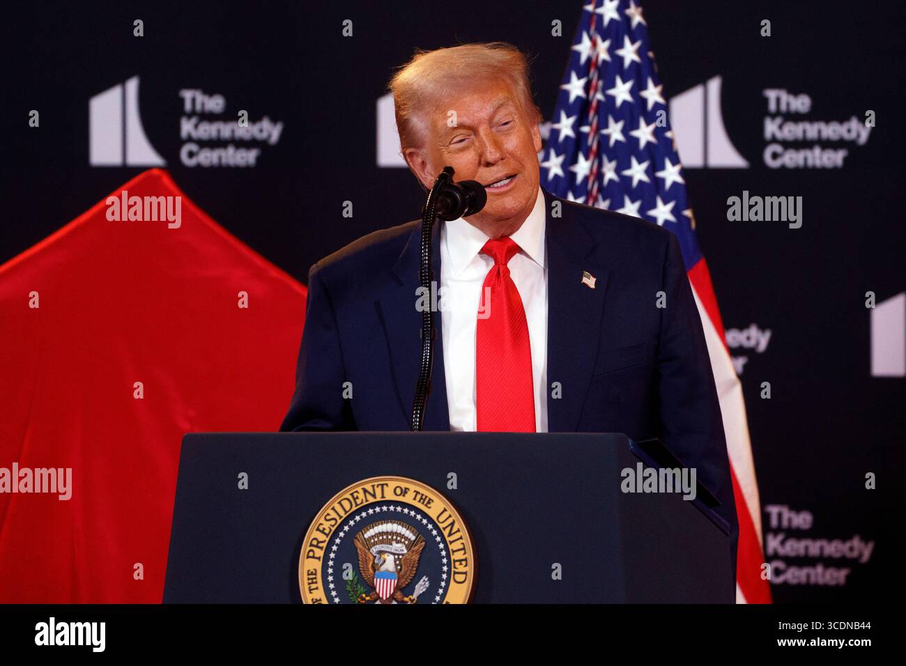 United States President Donald J Trump makes remarks at an event at the ...