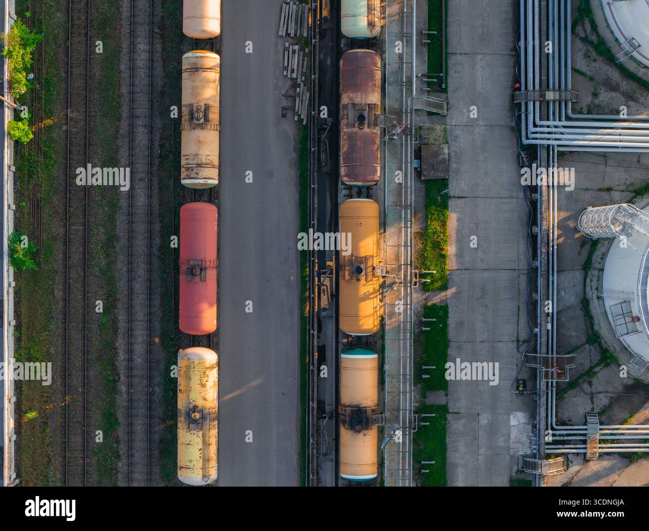 Aerial View of Train Yard with Tanker Railcars in Riga, Latvia Stock ...