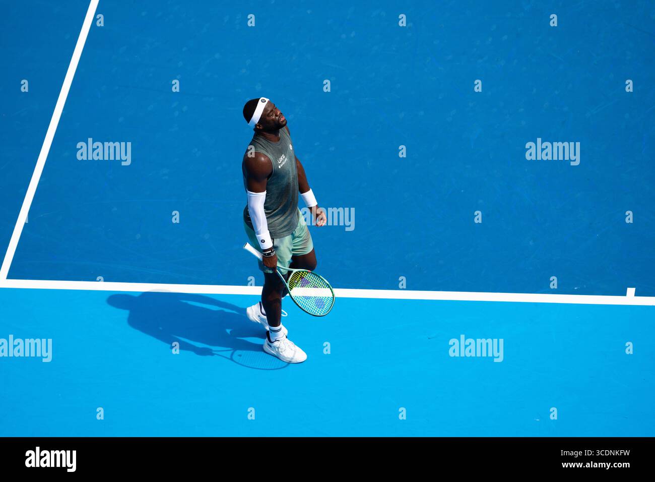 MASON, OHIO - AUGUST 13: Frances Tiafoe of USA reacts against Holger ...