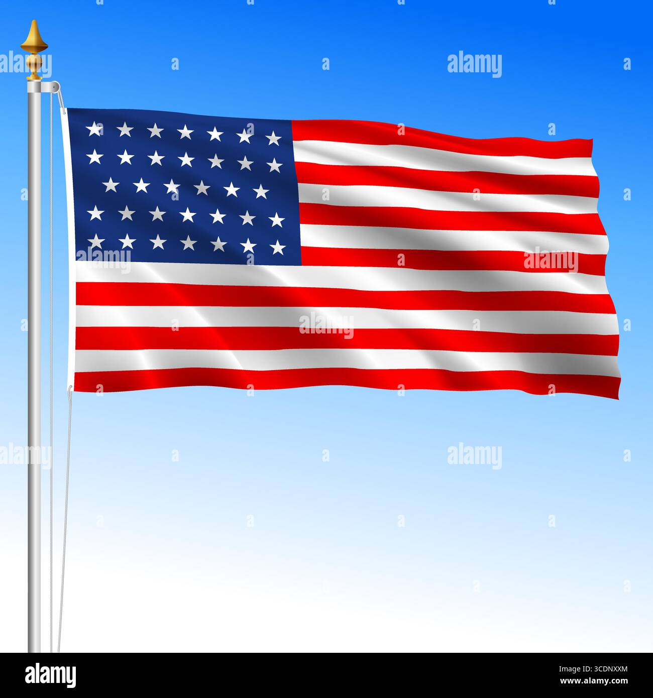 US historical waving flag with 34 stars, 1861-1863, United states of ...