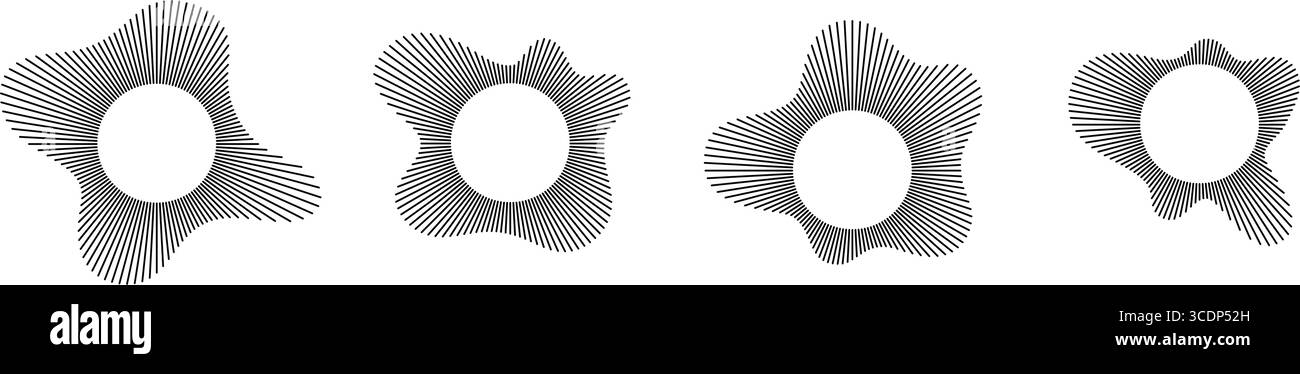 Circular sound wave patterns with radial lines for audio visualization ...