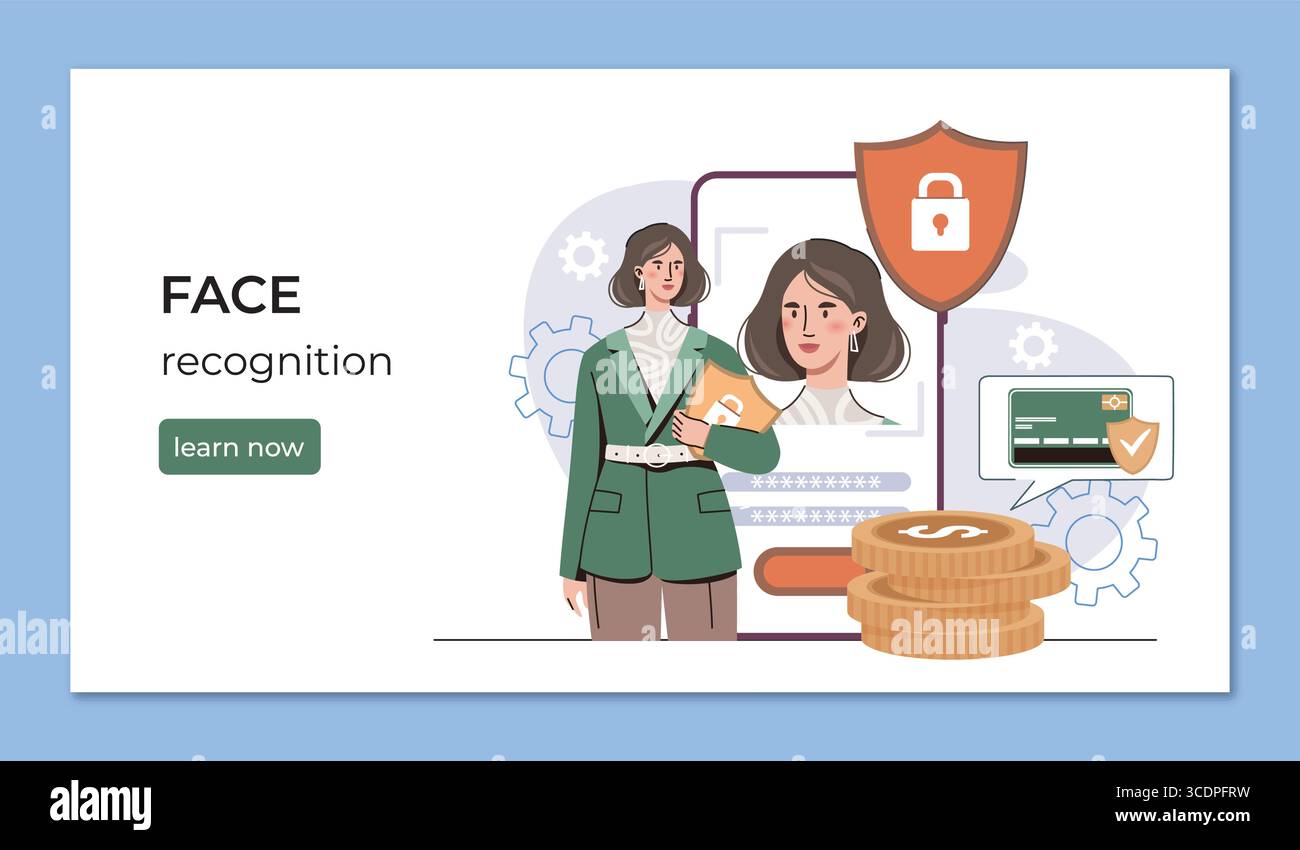 Face recognition security concept.. Vector illustration Stock Vector ...