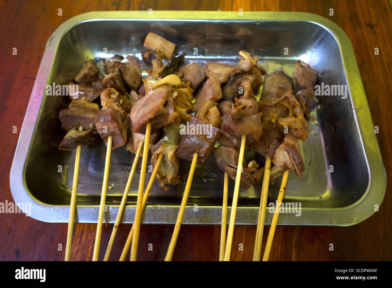Chicken Innards satay on Angkringan, delicious street food in ...