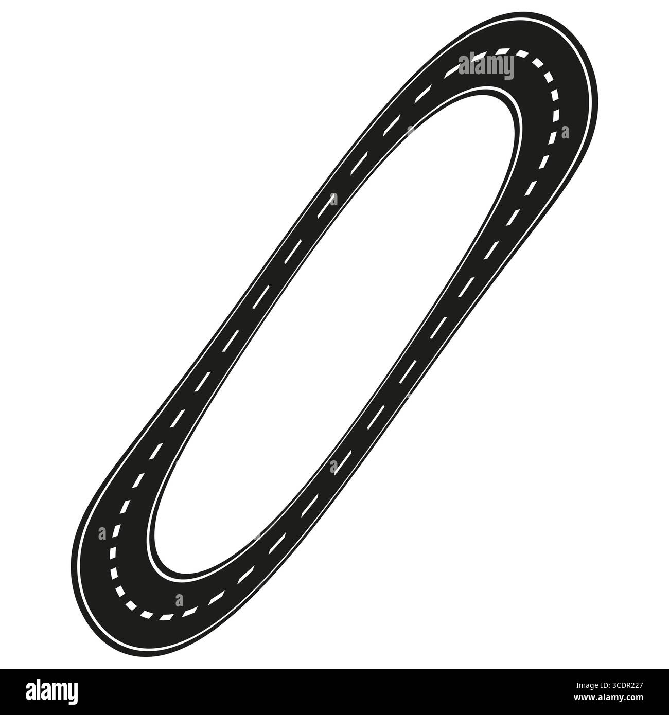 Road oval illustration. Dashed line marking. Traffic and path symbol ...