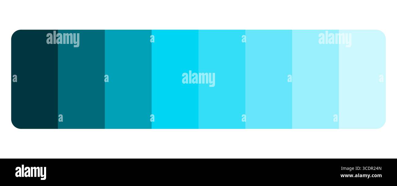 Cyan teal color palette. Cool tones gradient. Bright turquoise shades ...