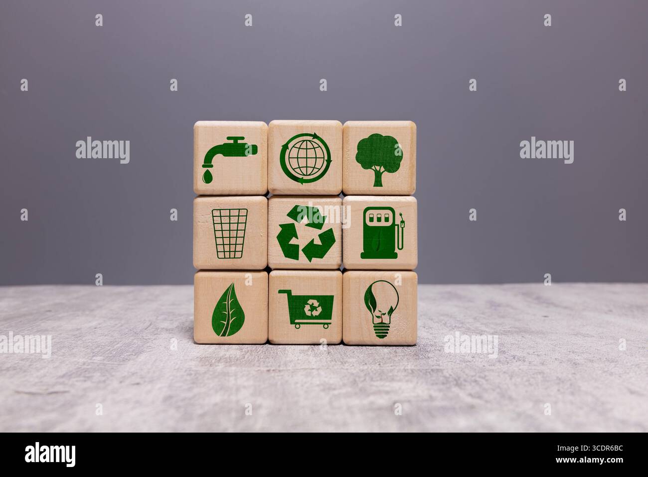 icons related to reduce, reuse, recycle on green background blocks The ...