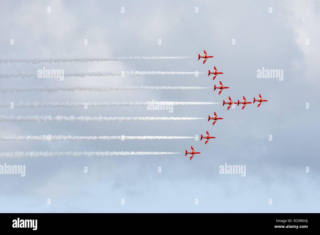 Falmouth, UK. 13th August 2025. The Royal Air Force Red Arrows perform ...