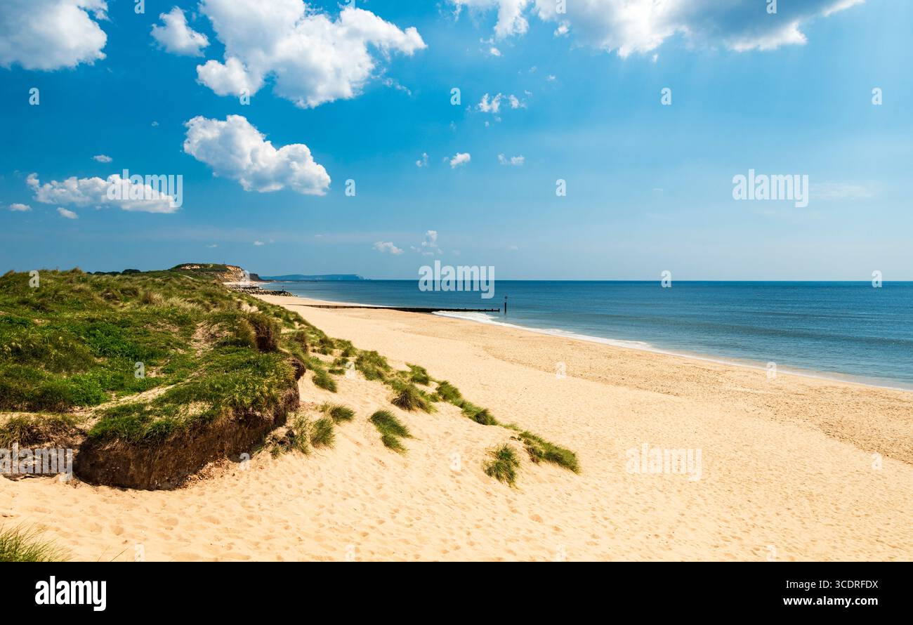 Summer view of Hengistbury Head and deserted beach in Dorset Stock ...