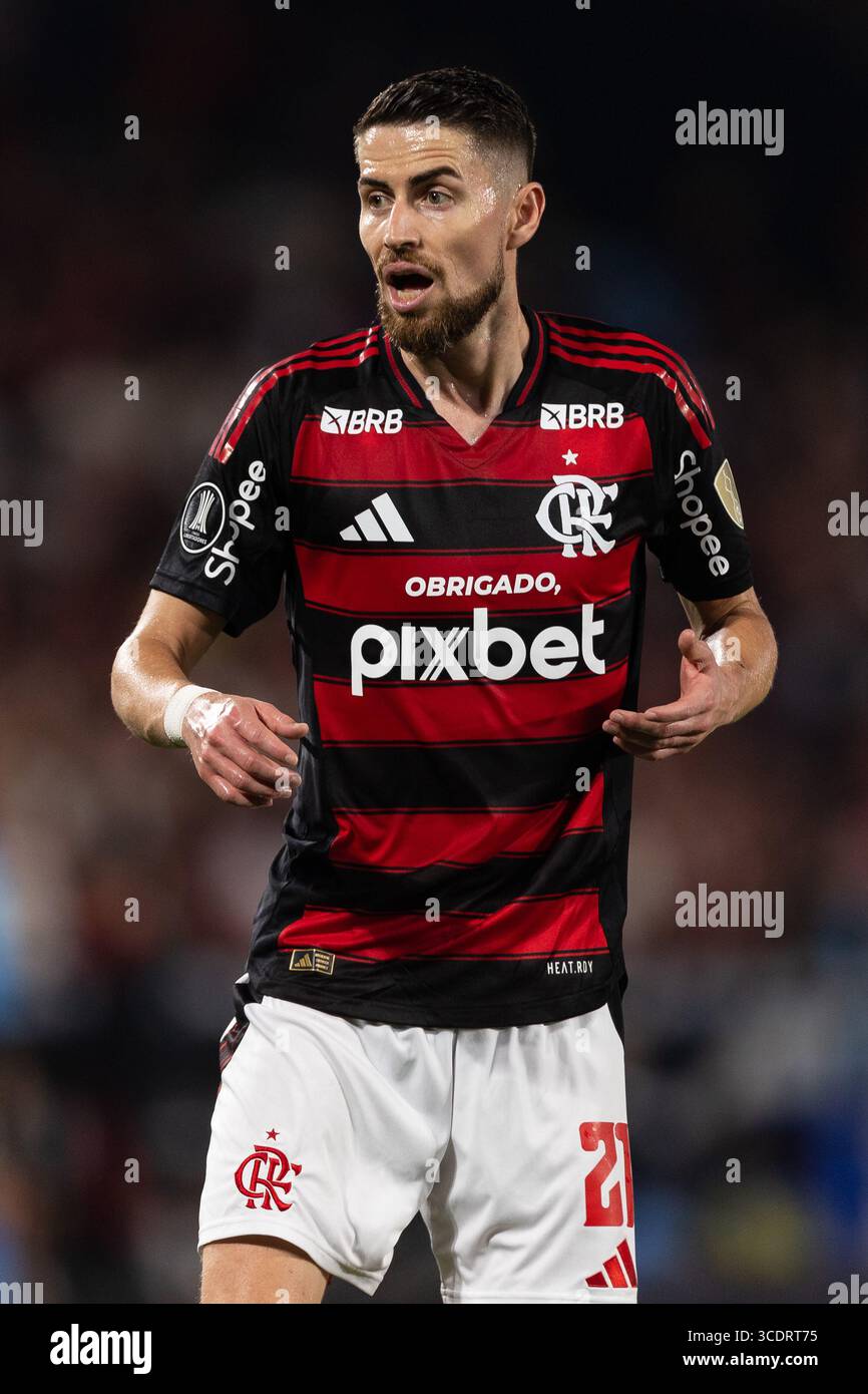 RIO DE JANEIRO, BRAZIL - AUGUST 13: JORGINHO of Flamengo gestures ...