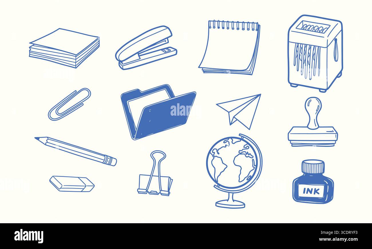 Stationary item collection Stock Vector Images - Alamy