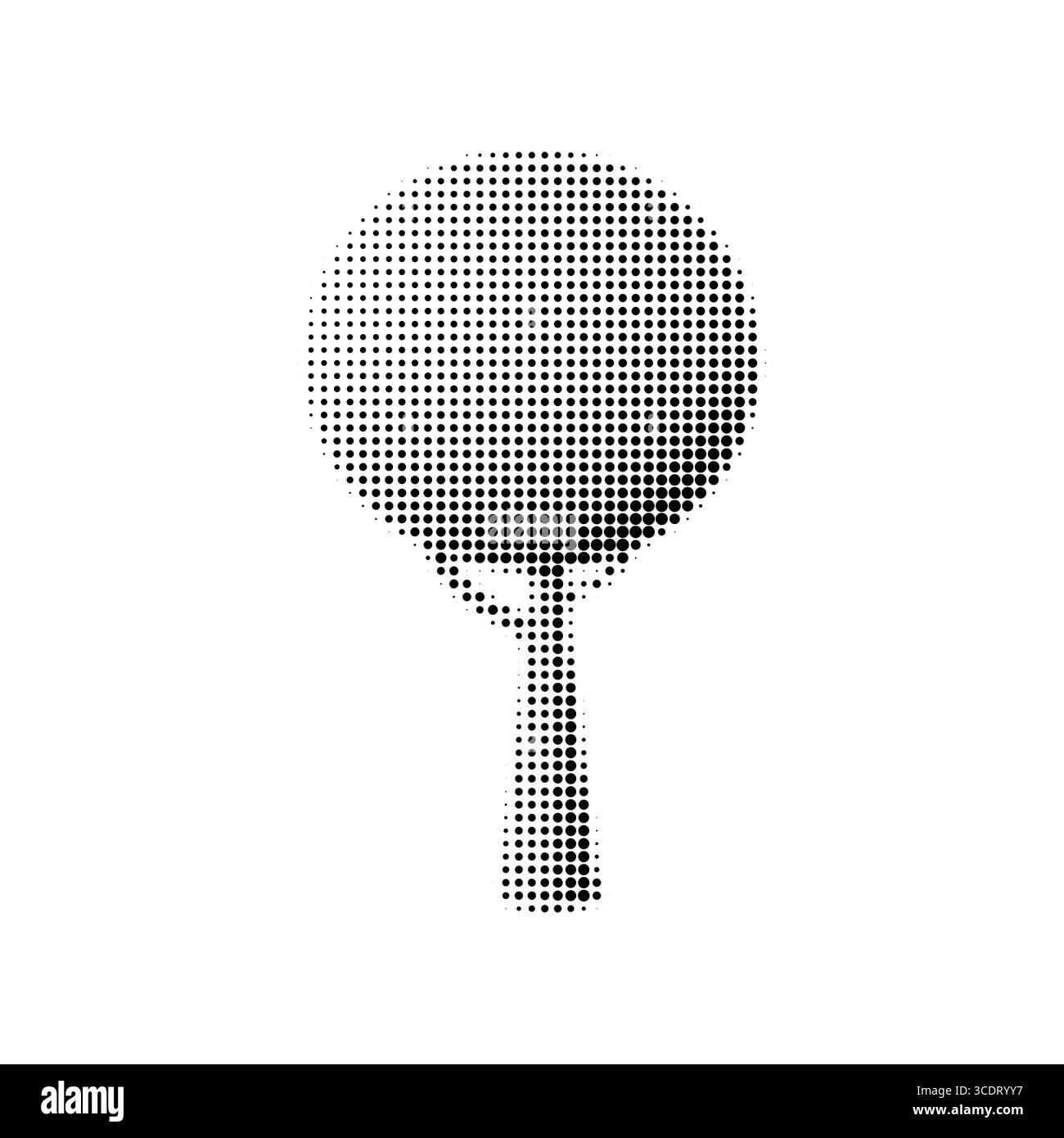 Decorative round tree vector illustration in black and white halftone ...