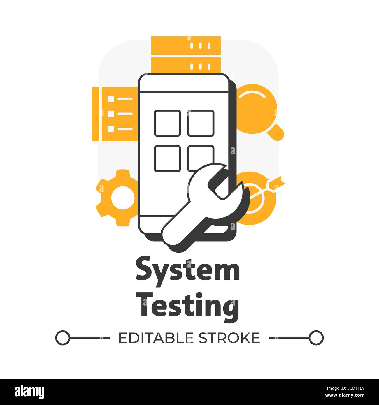 System testing flat outline concept icon Stock Vector Image & Art - Alamy
