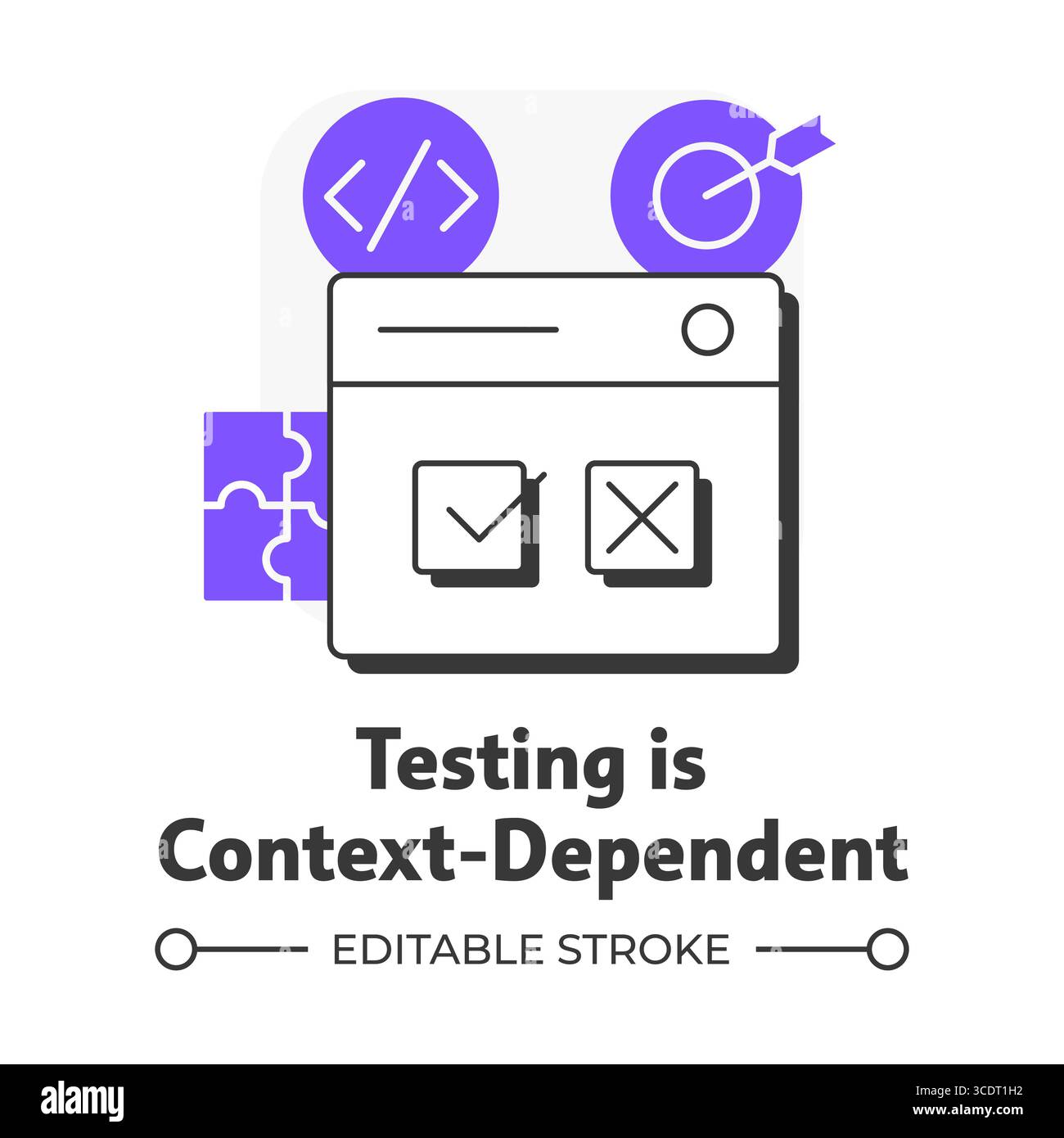 Testing is context-dependent flat outline concept icon Stock Vector ...