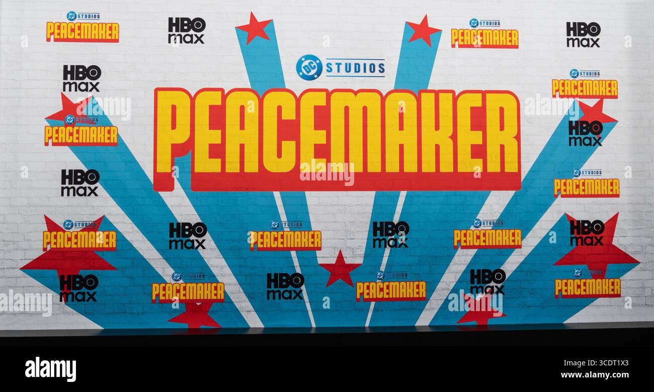 Backdrop setting for Premiere of HBO Max Peacemaker at AMC Lincoln ...