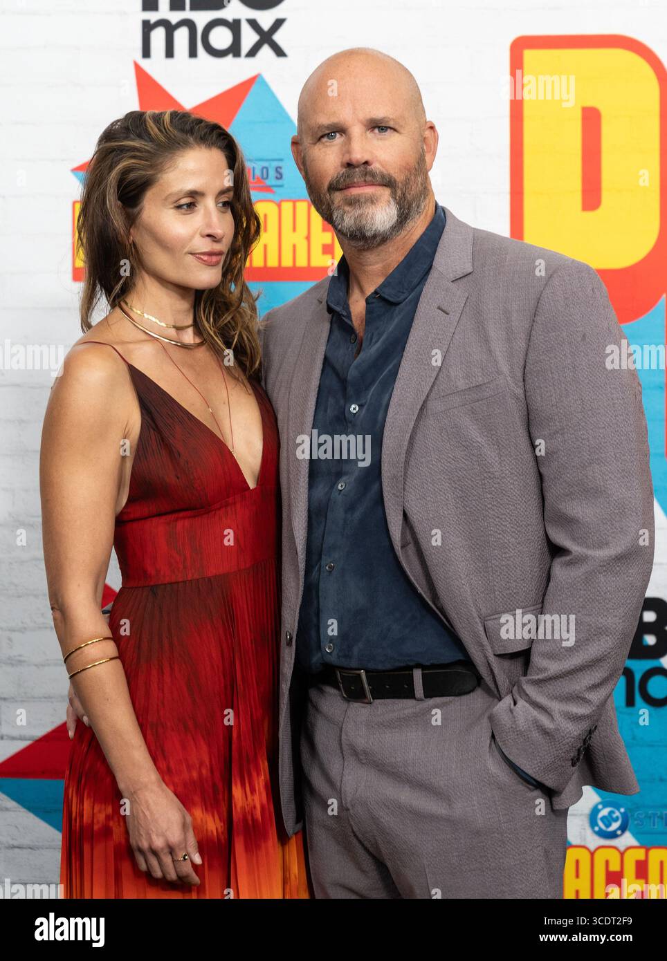 Mercedes Mason and David Denman attend Premiere of HBO Max Peacemaker ...