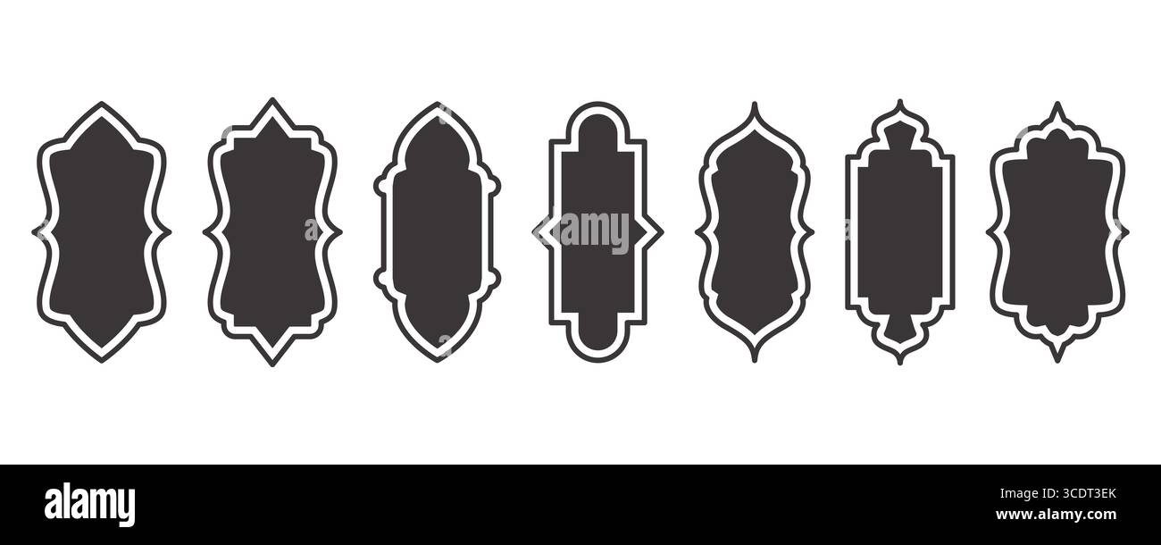 Islamic shapes Ramadan window frame design. Turkish and Indian vector ...