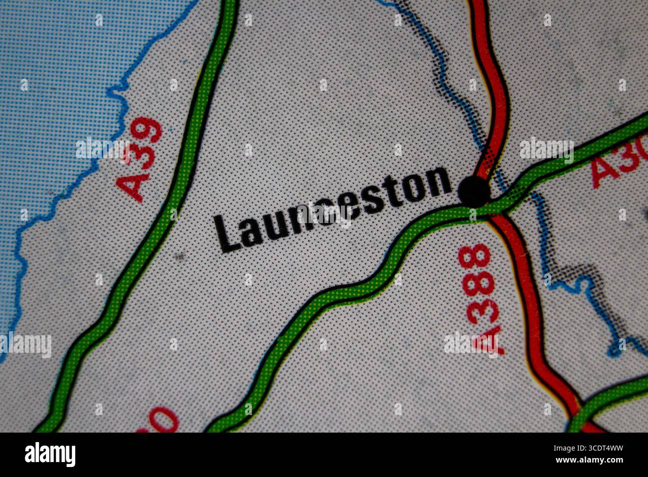 Launceston - England, United Kingdom colour atlas map town name of the ...