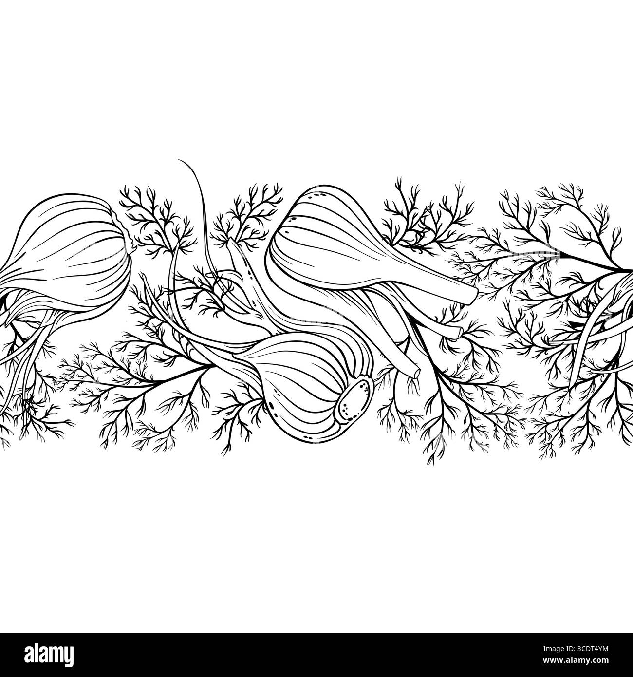 Seamless vegetable pattern linear Stock Vector Images - Alamy