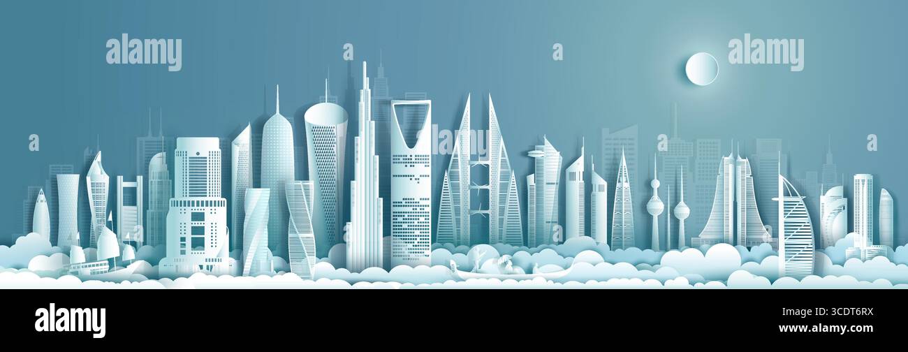 Travel to middle east landmarks of asia with modern architecture ...