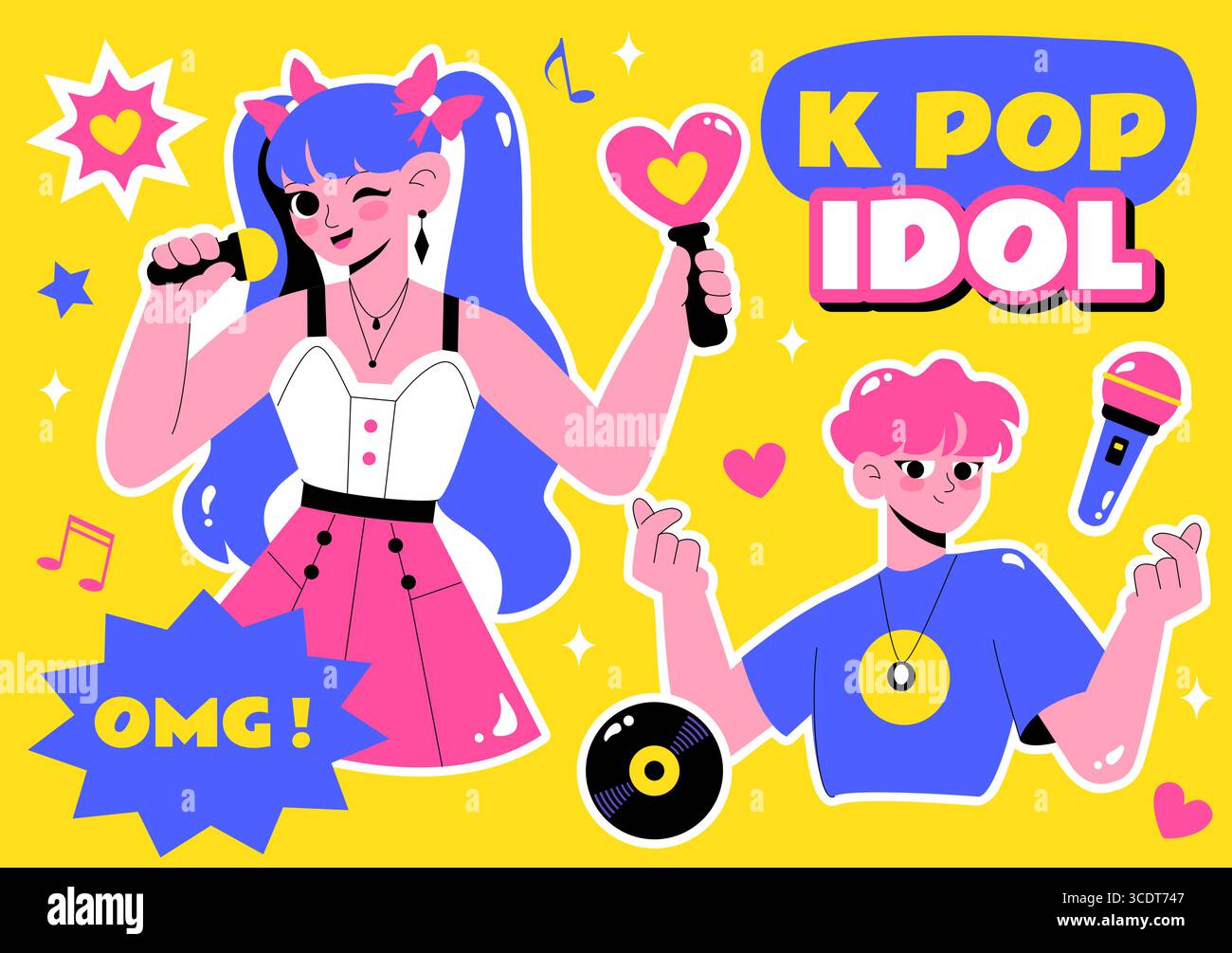 Idol Trend Vector Illustration Featuring K pop and Korean idols with ...