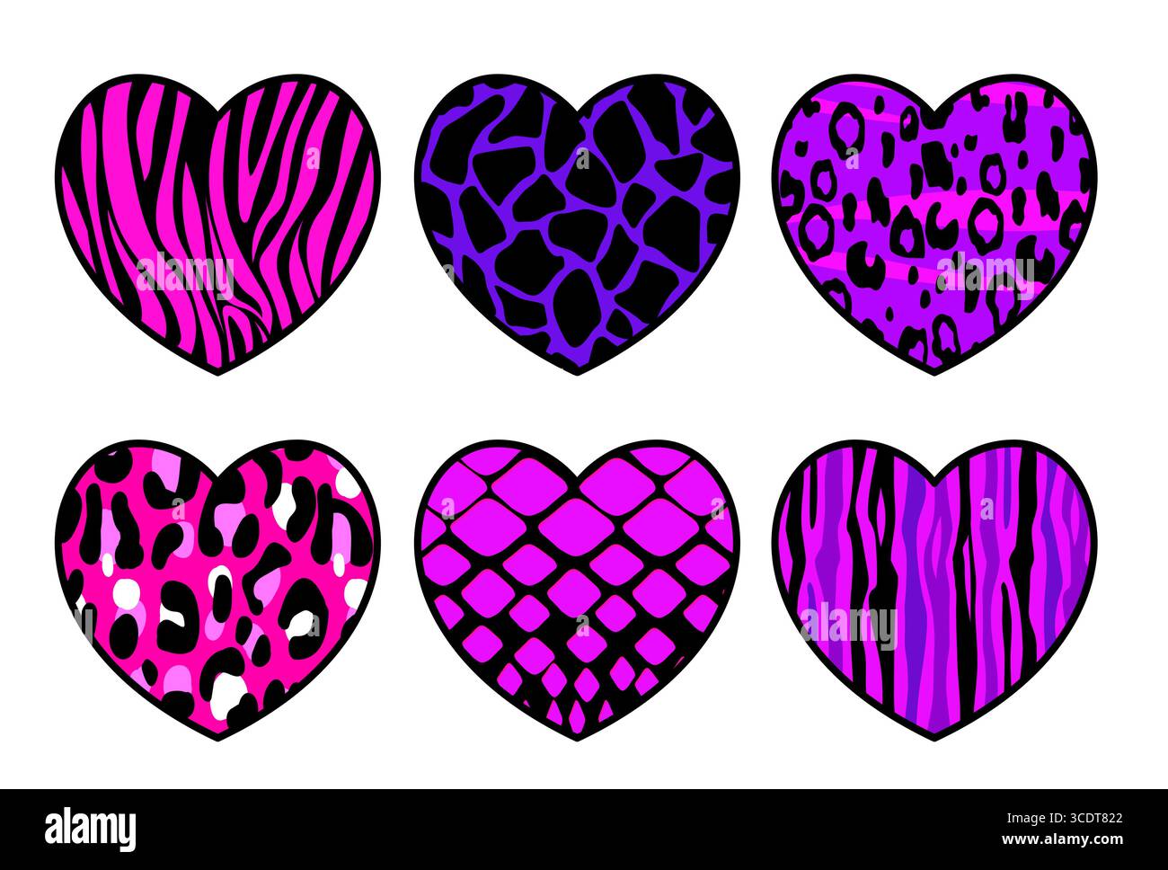 Y2k girly heart stickers with animal print - zebra stripes, giraffe ...