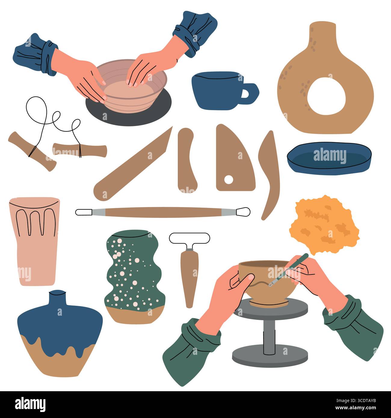 Hands woman potter shaping Stock Vector Images - Alamy